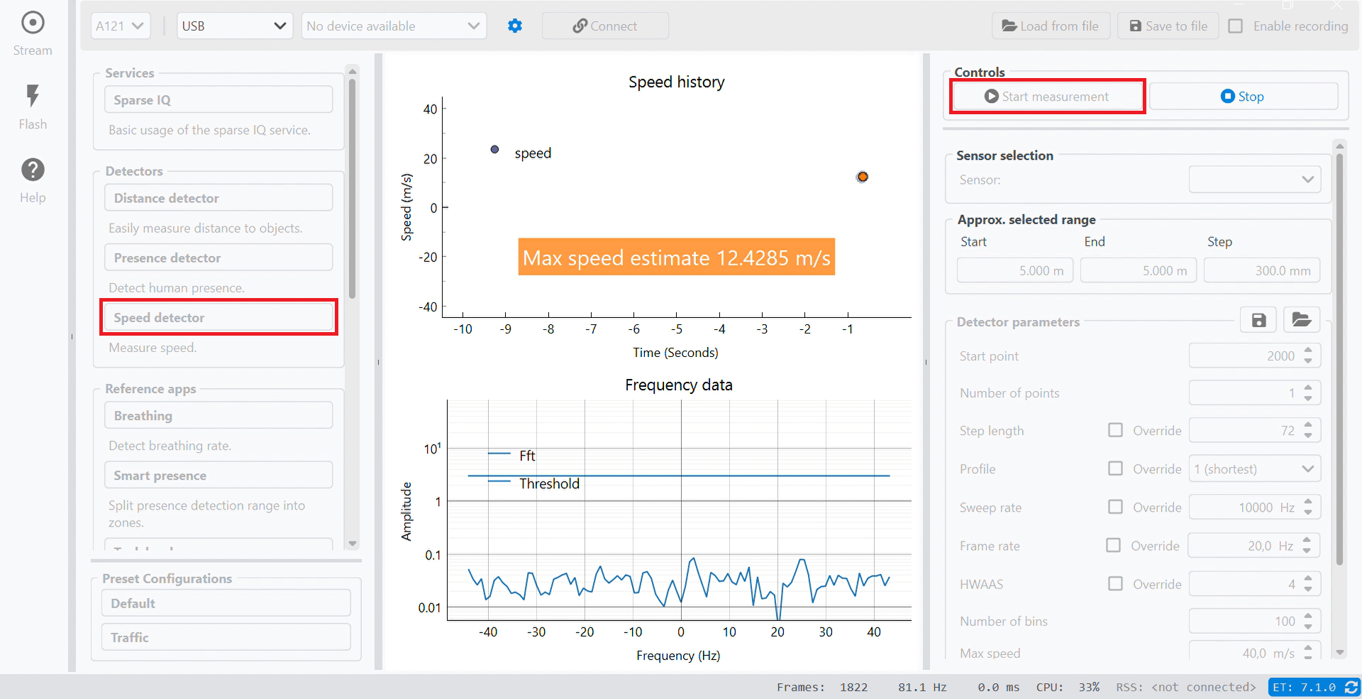 Speed measurement - Acconeer