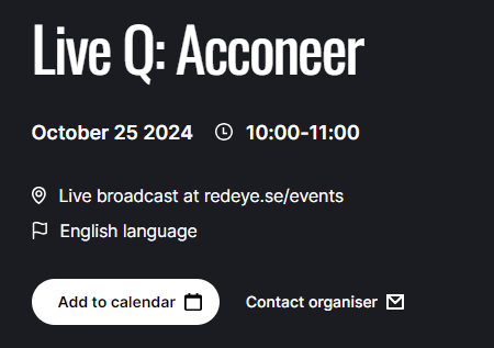 Acconeer presents Q3'24 report with Q&A on October 25 - Acconeer